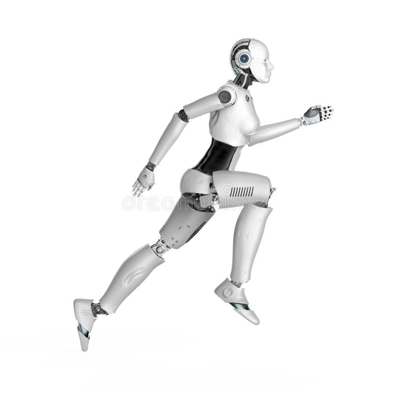 Female cyborg or robot run stock illustration. Illustration of jump ...