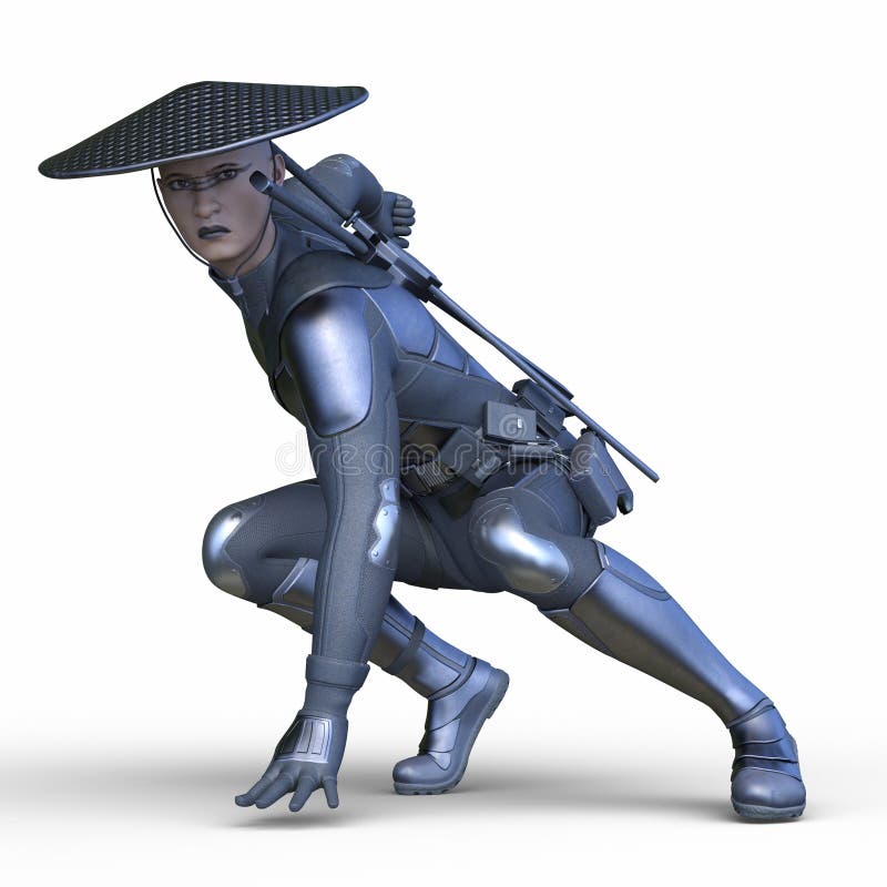 3D Rendering of a Female Fencer Stock Illustration - Illustration of ...