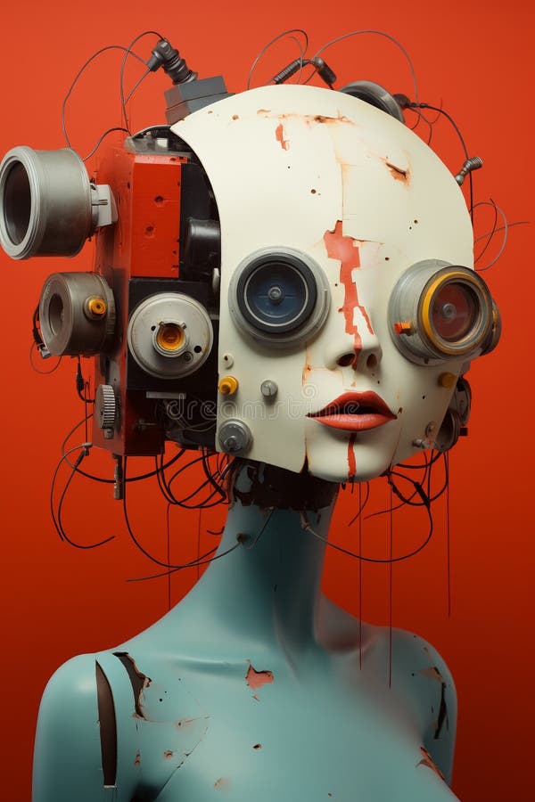 3d Rendering of a Female Robot with Blood on Her Face Stock ...