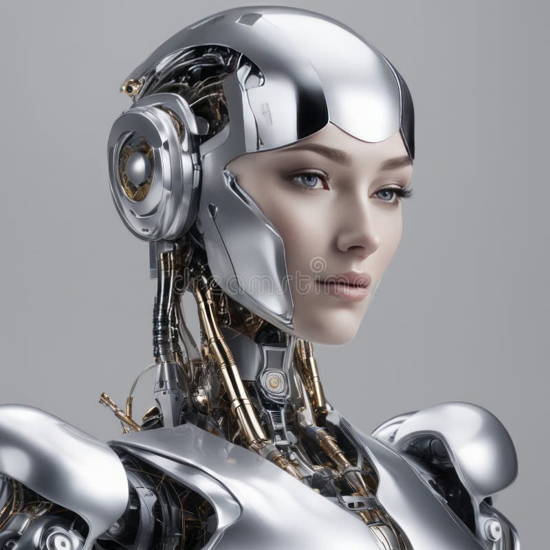 3d Rendering Female Robot with Cyborg Head 3d Rendering Female Robot ...