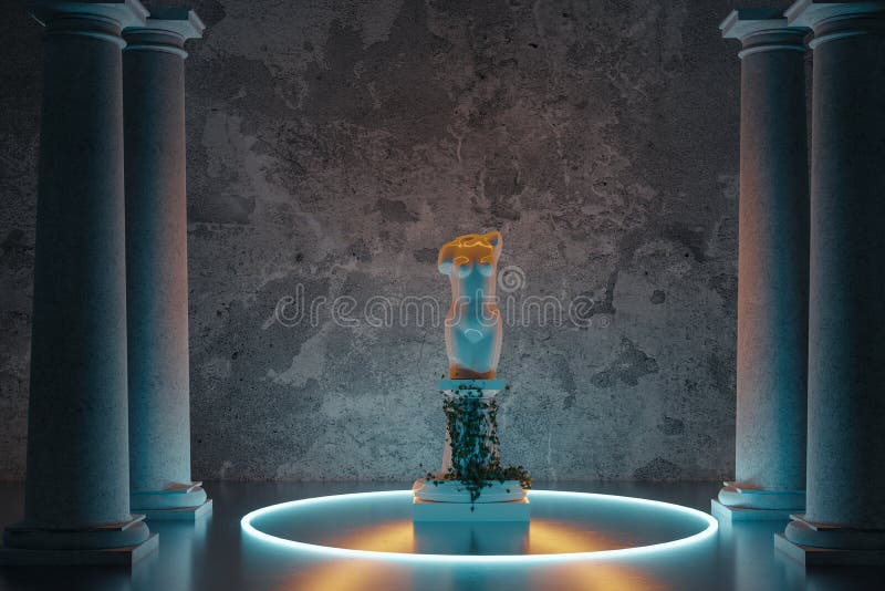 3d Rendering of Female Torso Illuminated from Neon Light and Surrounded ...