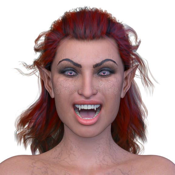 3D Rendering of a Female Vampire Face Close-up Stock Illustration - Illustration of face, close ...