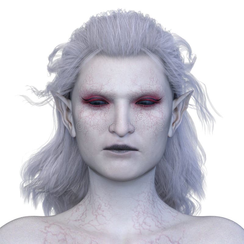 3D Rendering of a Female Vampire Face Close-up Stock Illustration ...