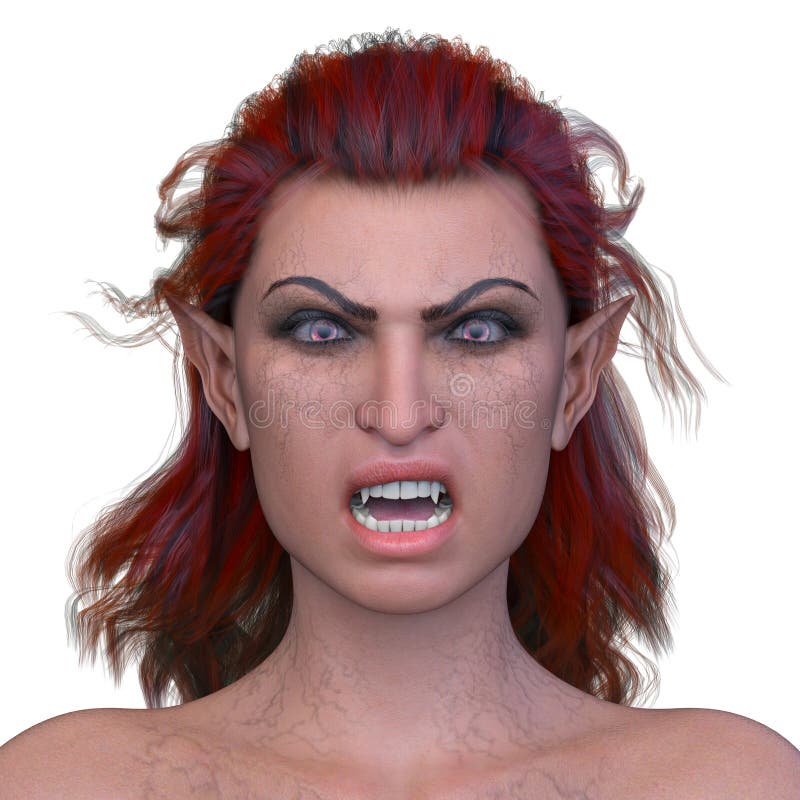 3D Rendering of a Female Vampire Face Close-up Stock Illustration ...