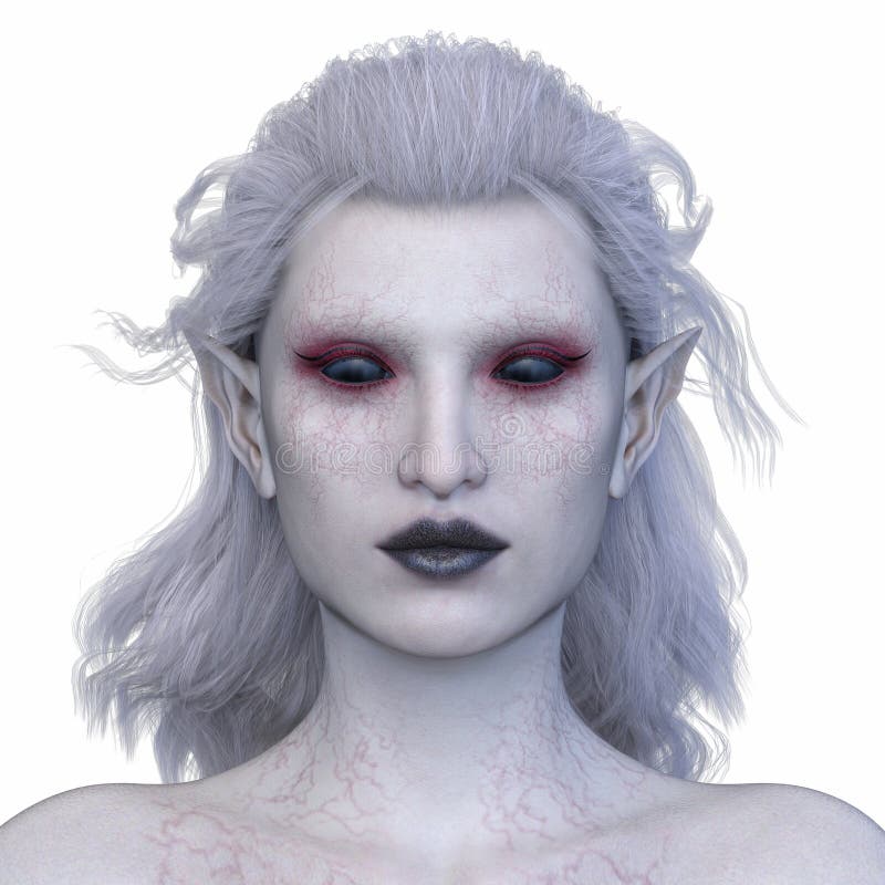 3D Rendering of a Female Vampire Face Close-up Stock Illustration ...