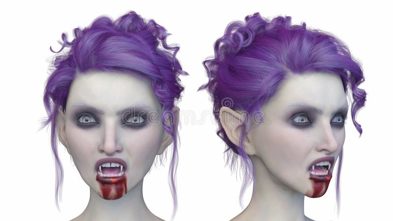 3D Rendering of a Female Vampire Face Close-up Stock Illustration ...