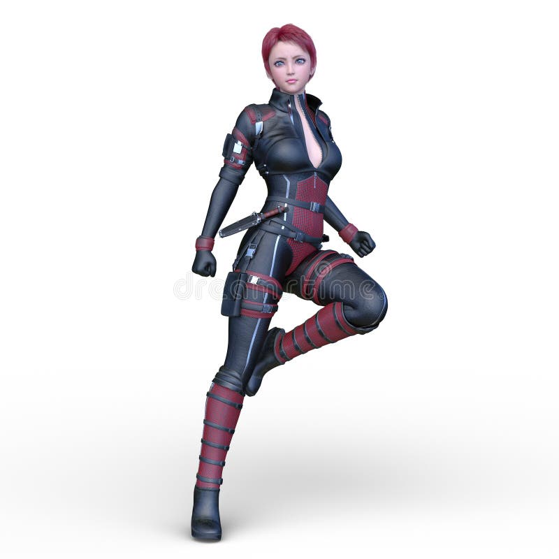 3D Rendering of a Female Warrior Stock Illustration - Illustration of ...