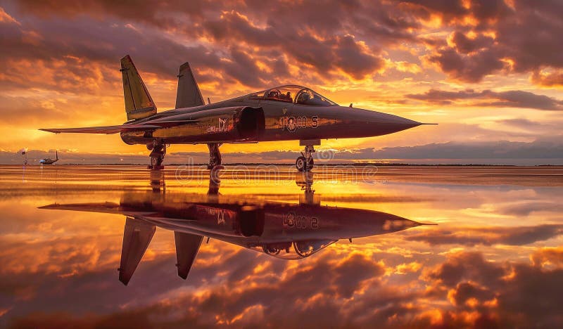 3D Rendering of a Fighter Jet at an Airfield Stock Illustration ...