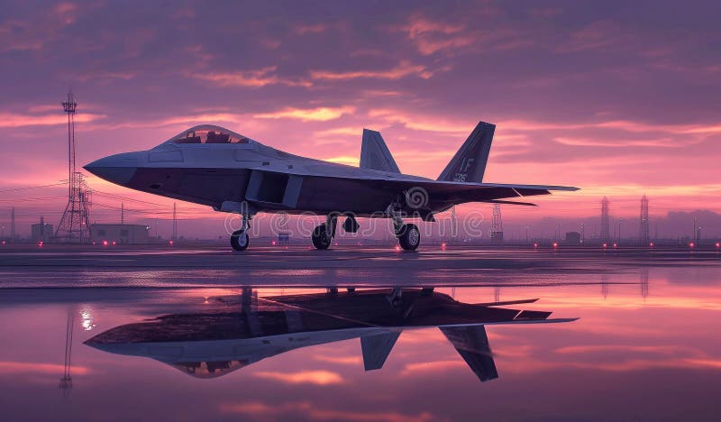 3D Rendering of a Fighter Jet at an Airfield Stock Illustration ...