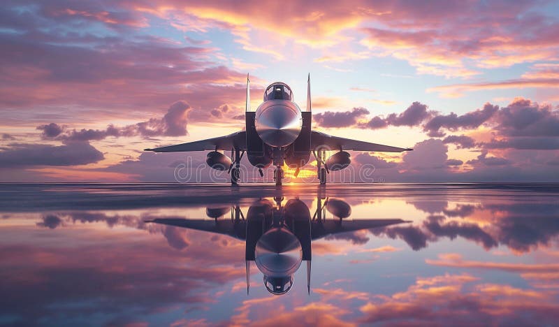 3D Rendering of a Fighter Jet at an Airfield Stock Illustration ...