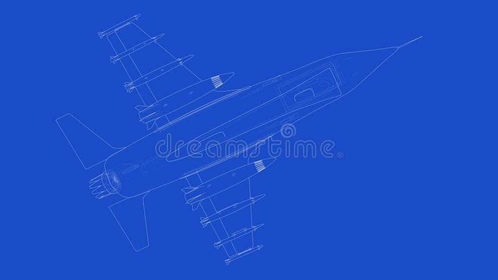 3d Rendering of a Fighter Jet Blueprint Stock Illustration ...