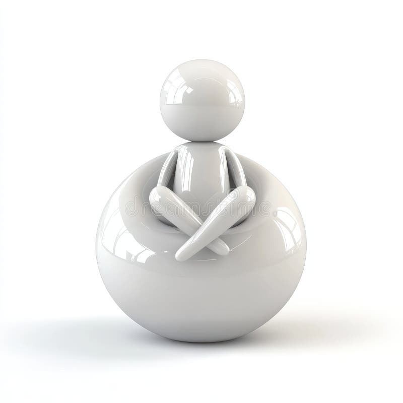 Serene 3D Figure Meditating in a White Orb Chair, Peaceful Pose ...