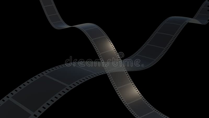 3d Rendering of Film Strip Isolated with Black Stock Illustration ...