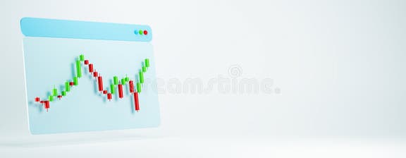 3D Rendering of a Financial Candlestick Chart on a Floating Glass-like ...