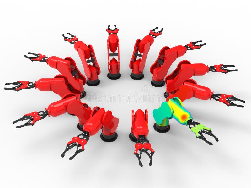 3d Rendering Finite Element Analysis Robot In A Group Stock