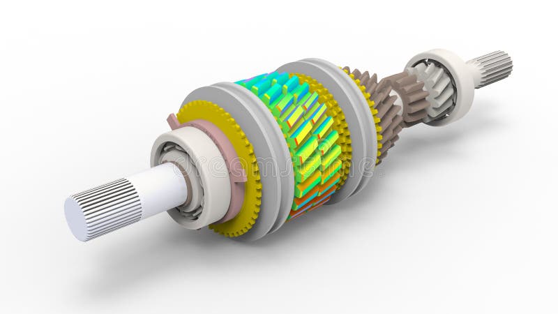 3D Rendering - Finite Element Analysis Speed Gearbox Shaft Stock ... 3D Rendering - Finite Element Analysis Speed Gearbox Shaft Stock ...