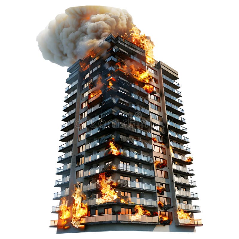 3D Rendering of a Fire in a Building on Transparent Background - Ai ...