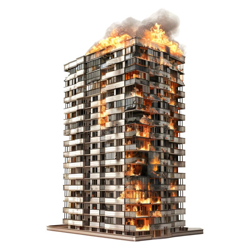 3D Rendering of a Fire in a Building on Transparent Background - Ai ...