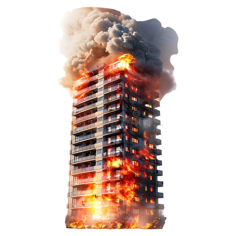 3D Rendering of a Fire in a Building on Transparent Background - Ai ...