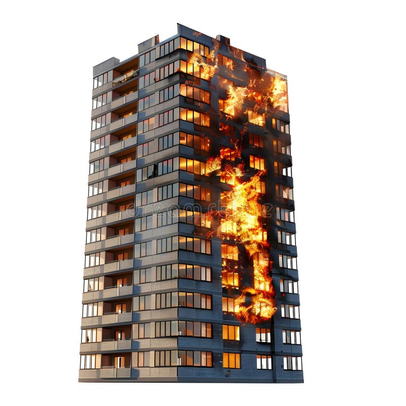 3D Rendering of a Fire in a Building on Transparent Background - Ai ...