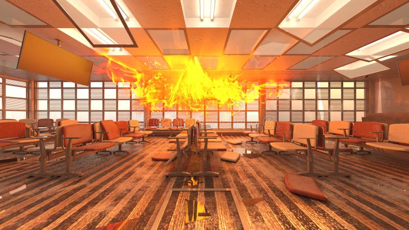 3D Rendering of the Fire Scene Stock Illustration - Illustration of ...