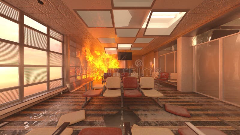3D Rendering of the Fire Scene Stock Illustration - Illustration of ...