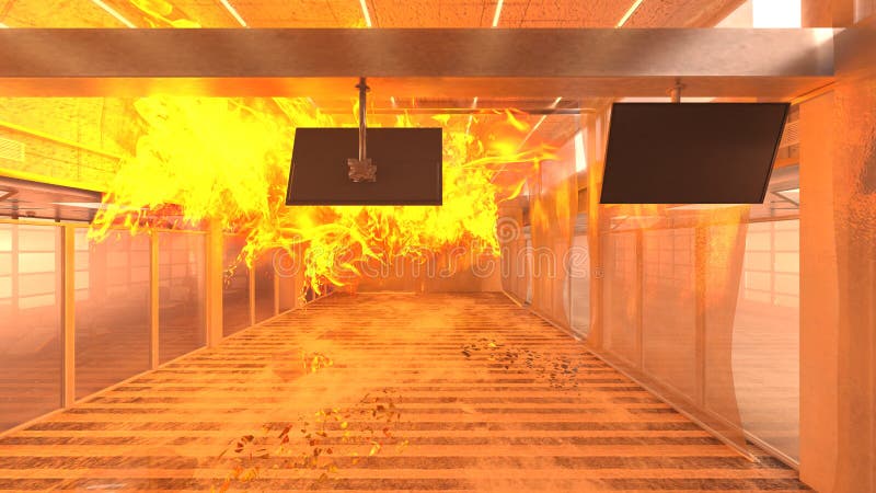 3D Rendering of the Fire Scene Stock Illustration - Illustration of ...