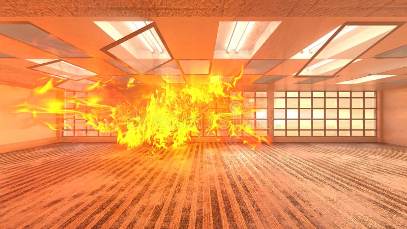 3D Rendering of the Fire Scene Stock Illustration - Illustration of ...