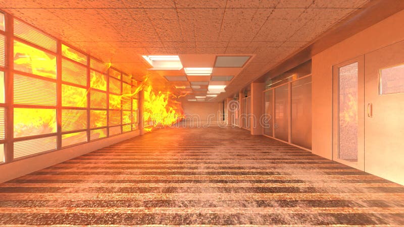 3D Rendering of the Fire Scene Stock Illustration - Illustration of ...