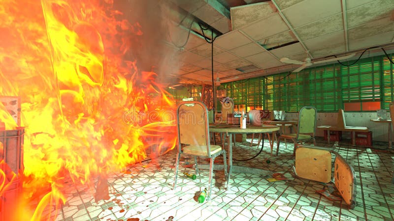 3D Rendering of the Fire Scene Stock Illustration - Illustration of ...