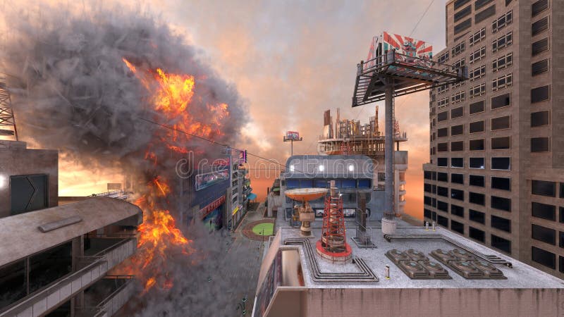 3D Rendering of the Fire Scene Stock Illustration - Illustration of ...