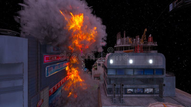 3D Rendering of the Fire Scene Stock Illustration - Illustration of ...