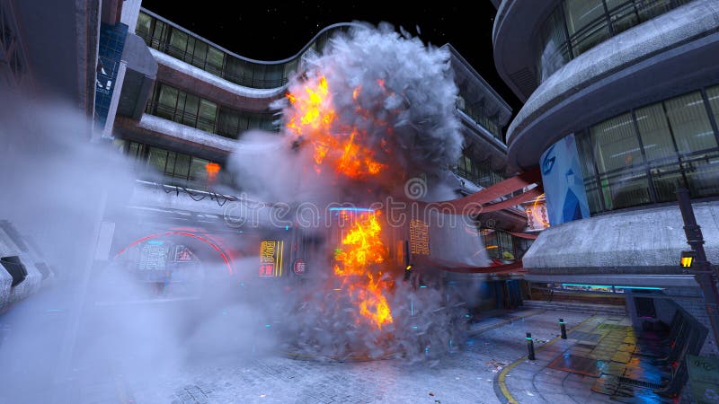 3D Rendering of the Fire Scene Stock Illustration - Illustration of ...