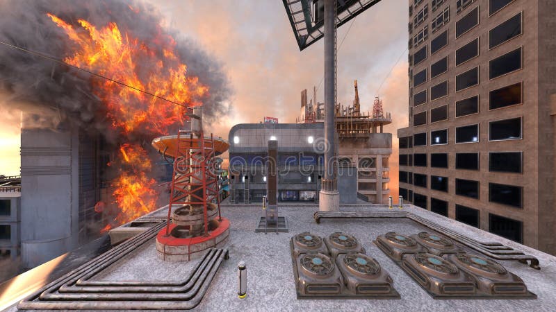 3D Rendering of the Fire Scene Stock Illustration - Illustration of ...