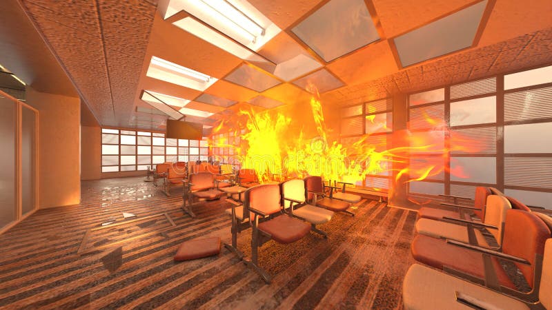 3D Rendering of the Fire Scene Stock Illustration - Illustration of ...