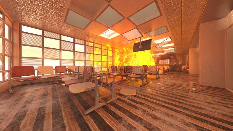 3D Rendering of the Fire Scene Stock Illustration - Illustration of ...