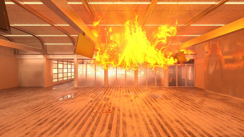 3D Rendering of the Fire Scene Stock Illustration - Illustration of ...