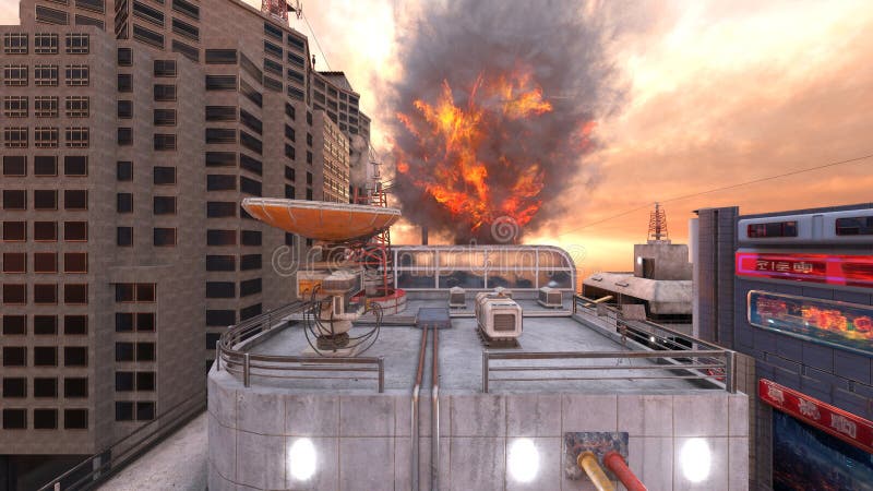 3D Rendering of the Fire Scene Stock Illustration - Illustration of ...