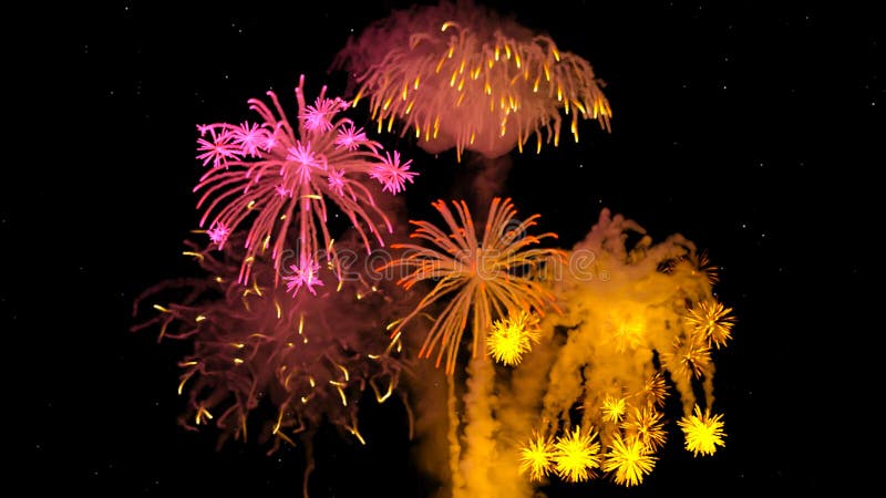 3D Rendering of the Fireworks Display Stock Illustration - Illustration ...