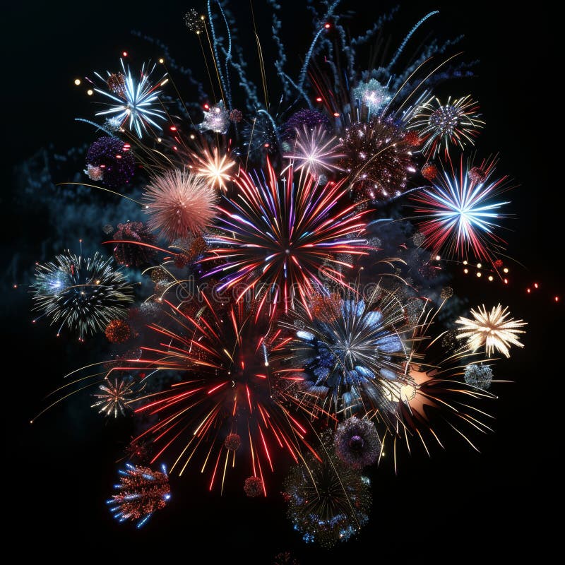 3D Rendering of Fireworks for Patriot Day Celebration. Stock ...