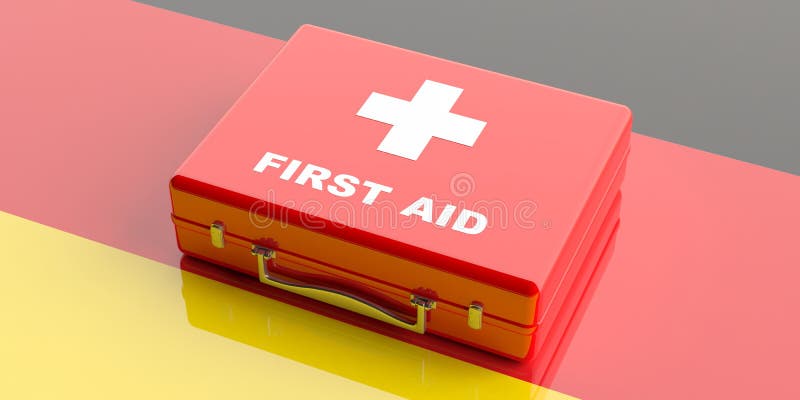 3d Rendering First Aid Kit on Germany Flag Background Stock ...