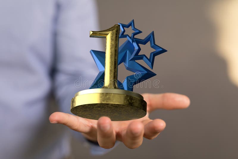 3d Rendering of the First-ranked Award in a Man S Hand Stock Image ...