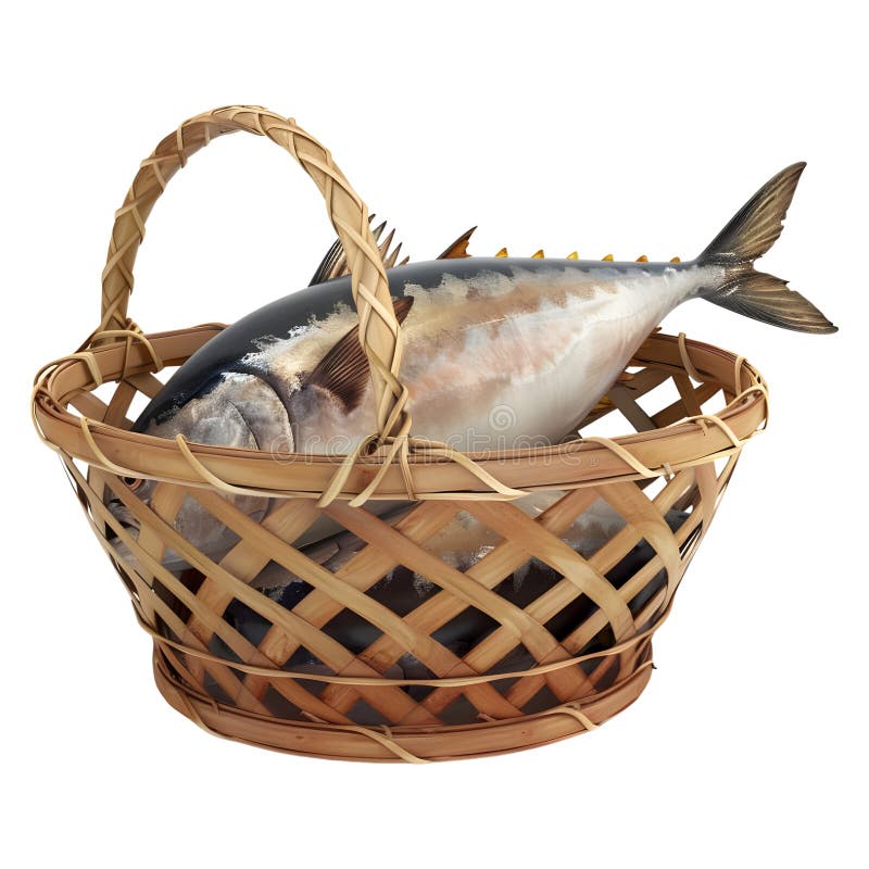3D Rendering of a Fish in a Basket on Transparent Background - Ai ...