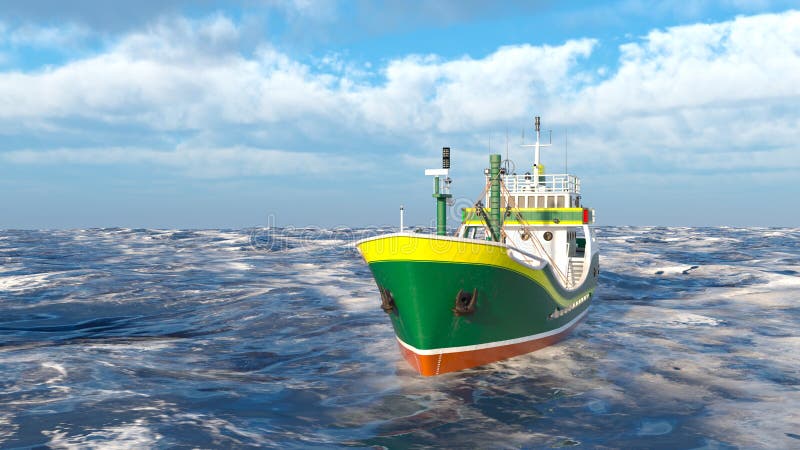 3D Rendering of a Fishing Boat Stock Illustration - Illustration of ...