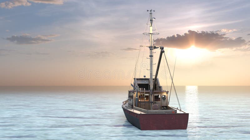 3D Rendering of a Fishing Boat Stock Illustration - Illustration of ...