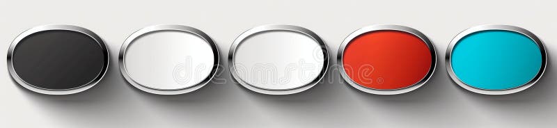3D Rendering of Five Buttons in Different Colors, on a White Background ...