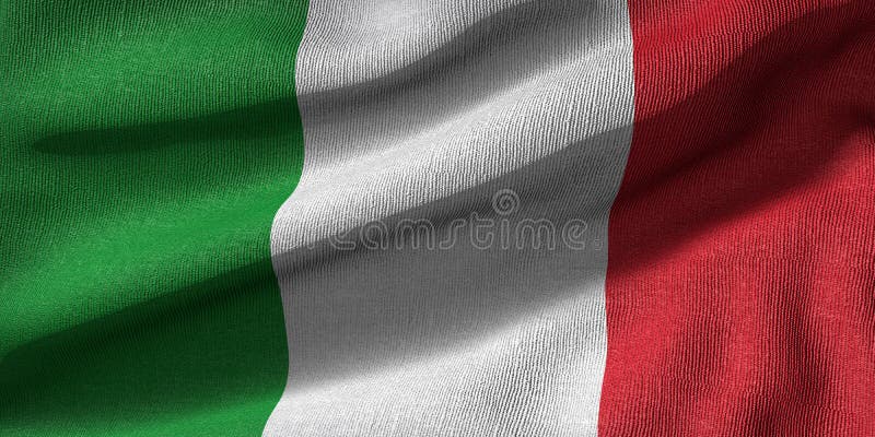 3D Rendering of the Flag of Italy with Fabric Texture Stock ...