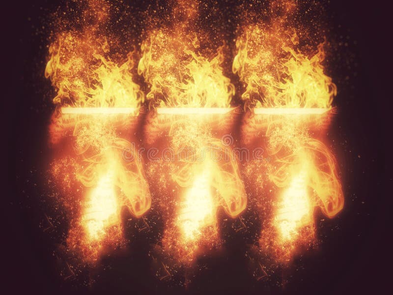 3d Rendering Flaming Horizontal Three Red Seven Numbers and Black ... 3d Rendering Flaming Horizontal Three Red Seven Numbers and Black ...