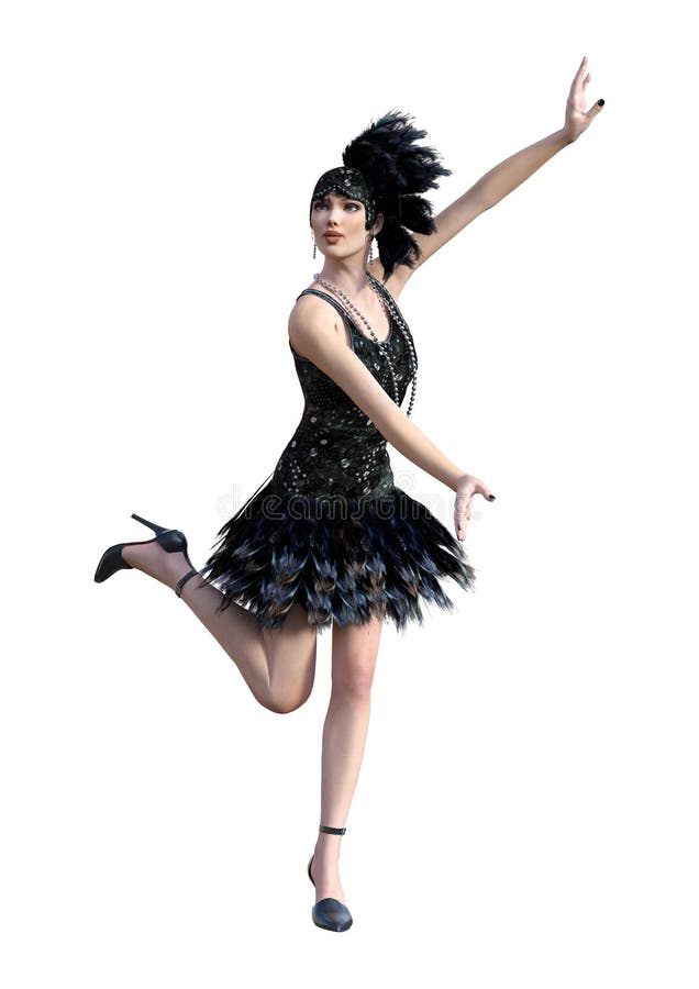 3D Rendering Flapper Dancing Stock Illustration - Illustration of ...