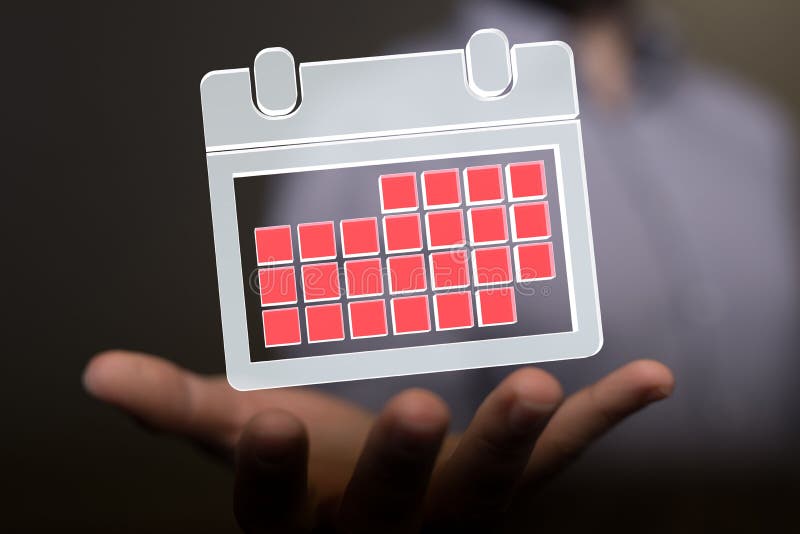 3d Rendering of Floating Calendar on a Palm of a Hand Stock Image ...